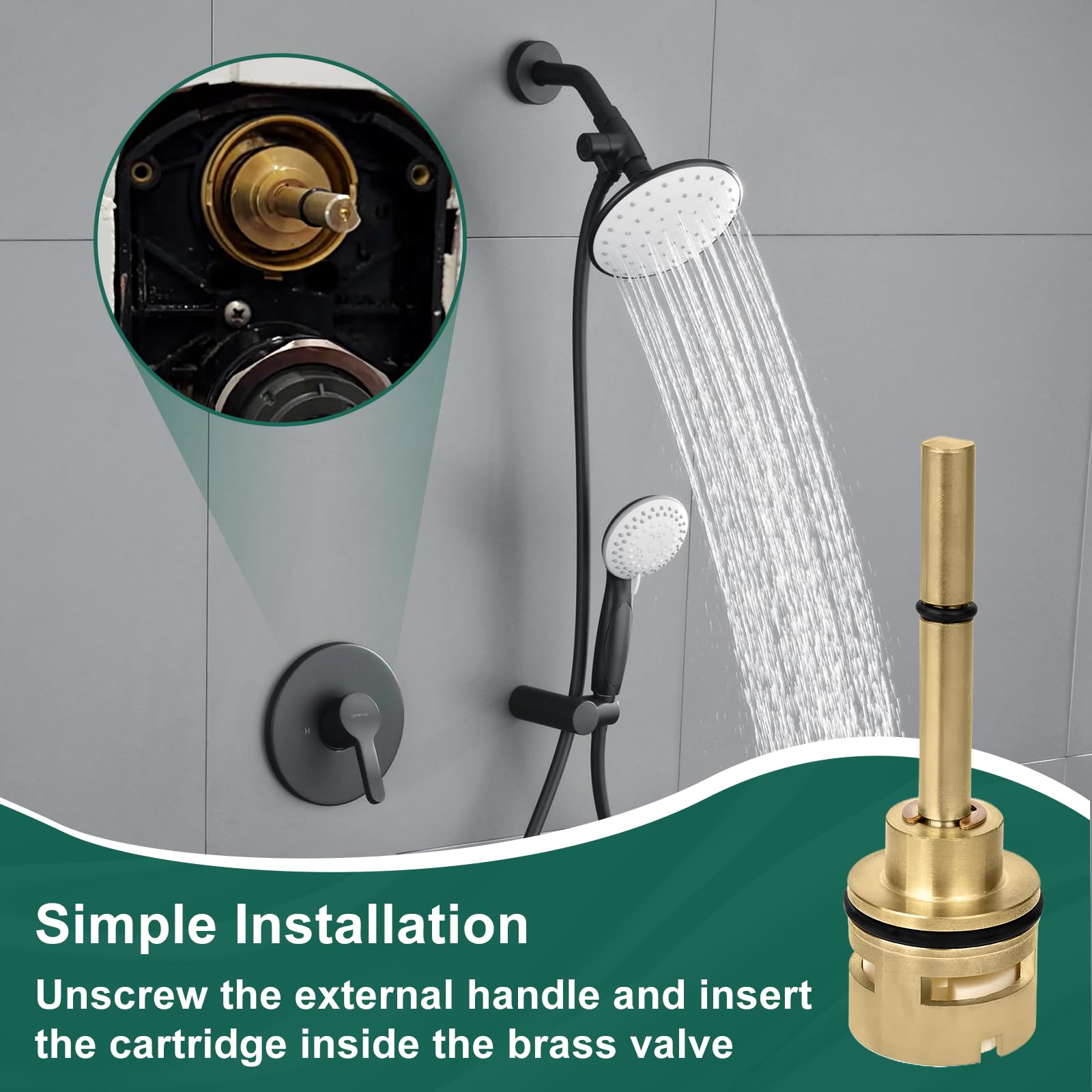 RP51919 6-Setting Diverter Cartridge with Extension Kit for Delta Faucet Valve Body R11000 and R22000, Faucet Replacement Part, Brass & No Leakage