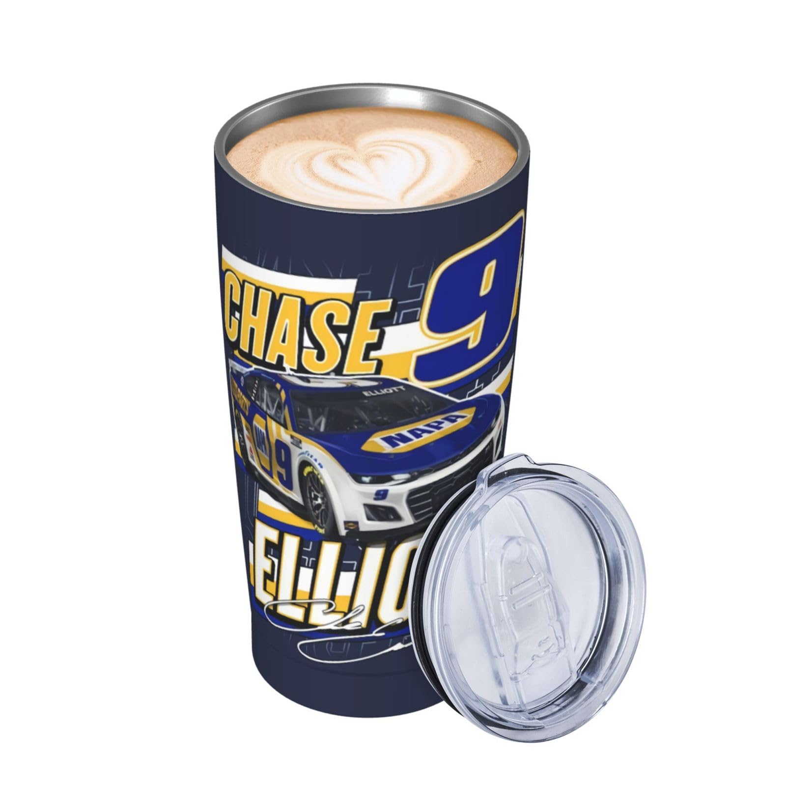 XCSEZ Chase Elliott 9 20 Oz Stainless Steel with Lids Coffee Thermal Cup Double Wall Mug Metal Straw and Brush Durable for Hot Cold Drinks