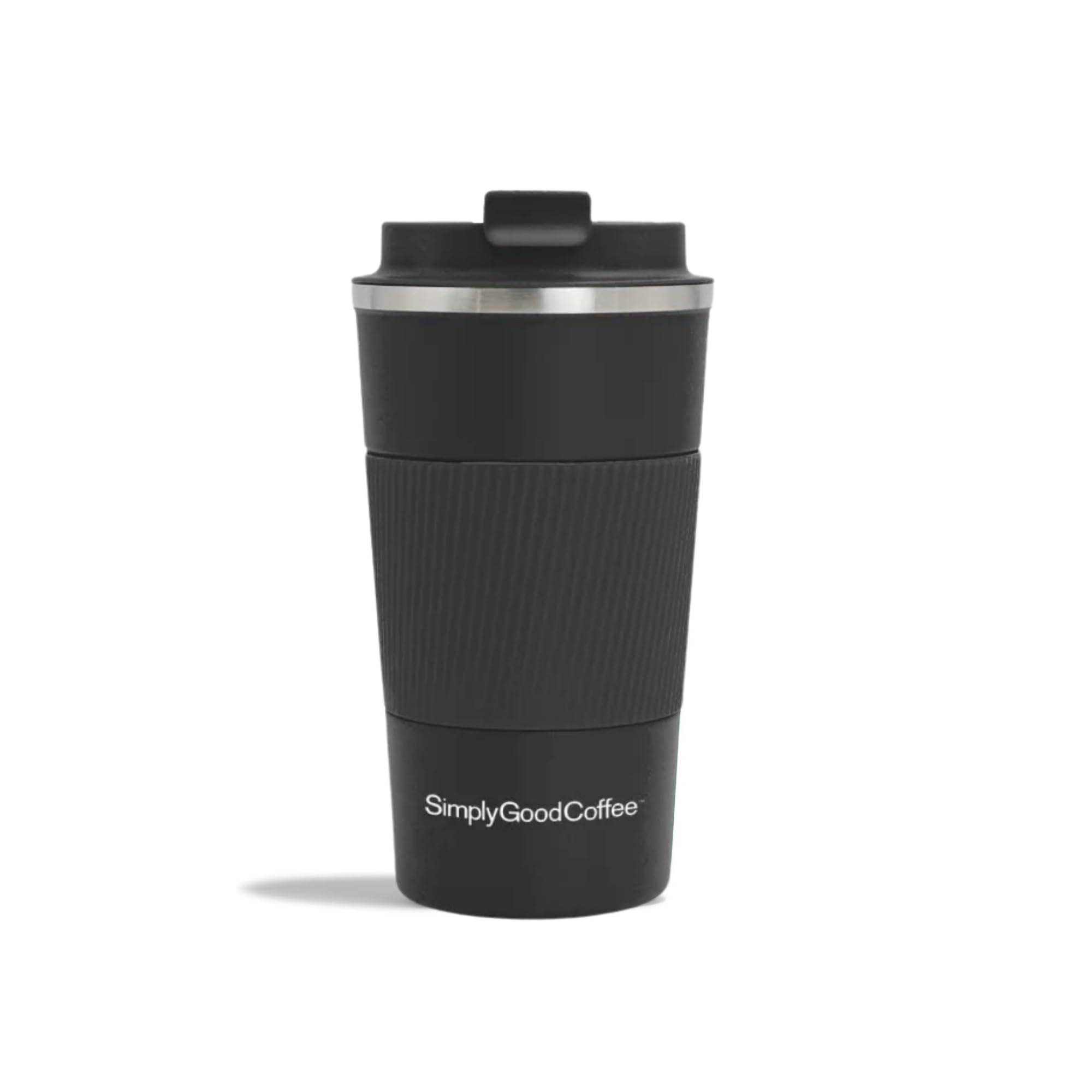 Simply Good Coffee Insulated Travel Tumbler. Black Tumber, Coffee Tumblers with Spill-Proof Flip Lid 17 oz, Stainless Steel Coffee Mug. Thermos Cup, Keeps Cold and Hot for 4 hours