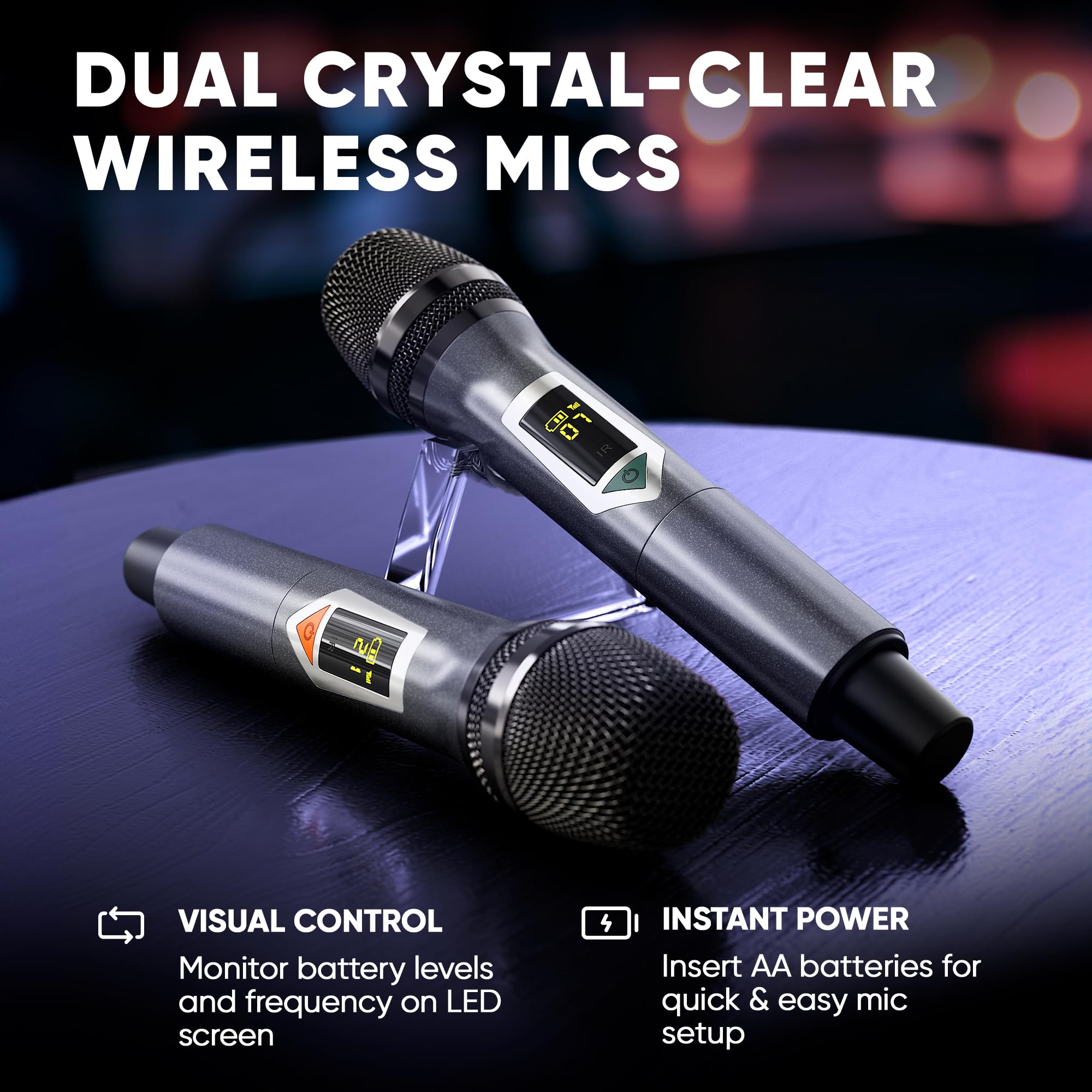 Professional Karaoke Machine with Lyrics Display Screen for Adults, 2 Wireless Microphones, LED Lights, Bluetooth Portable PA Speaker System with Upgraded Built in 15" Tablet & WiFi, Allegro X8 2.0