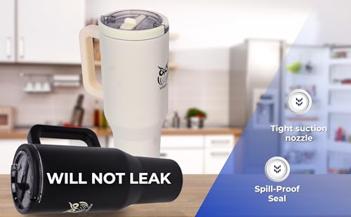 WILANKAR Tumbler 40oz Water Bottle with Lid, Handle & Flip Straw – Leakproof, Cup Holder-Friendly Travel Cup, Insulated Stainless Steel, Dishwasher-Safe, BPA-Free (Black)