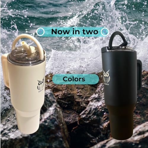 WILANKAR Tumbler 40oz Water Bottle with Lid, Handle & Flip Straw – Leakproof, Cup Holder-Friendly Travel Cup, Insulated Stainless Steel, Dishwasher-Safe, BPA-Free (Black)