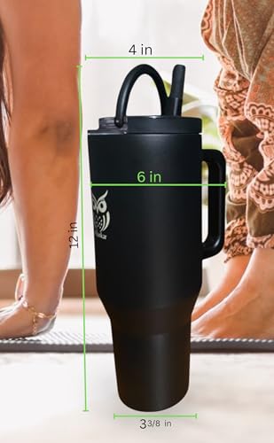 WILANKAR Tumbler 40oz Water Bottle with Lid, Handle & Flip Straw – Leakproof, Cup Holder-Friendly Travel Cup, Insulated Stainless Steel, Dishwasher-Safe, BPA-Free (Black)
