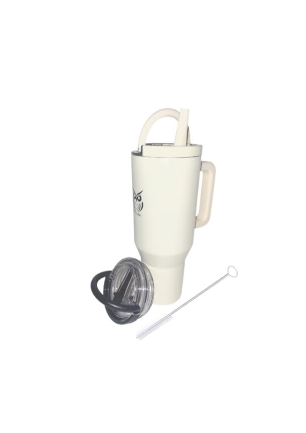 WILANKAR Tumbler 40oz Water Bottle with Lid, Handle & Flip Straw – Leakproof, Cup Holder-Friendly Travel Cup, Insulated Stainless Steel, Dishwasher-Safe, BPA-Free (Cream)