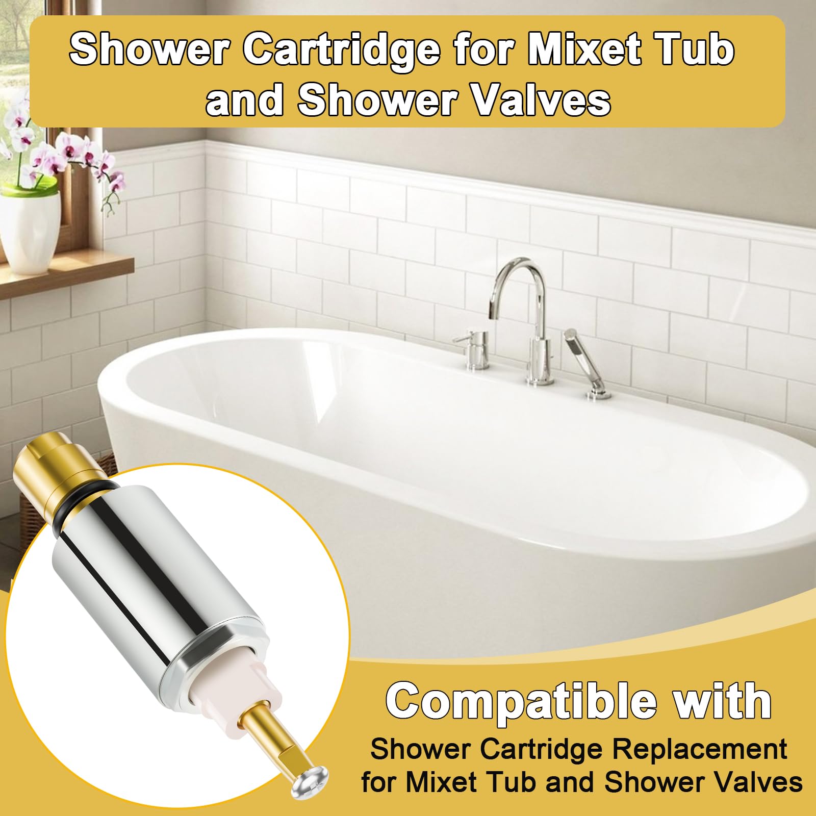 UCDETD MS-5AT-C Brass Shower Cartridge Replacement for SLD1350, MP58045, 4-1/2 in Length, Globe Valve, Faucet Cartridges