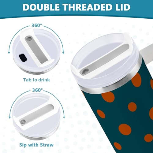 40oz Orange Polka Dots Steel Insulated Tumbler with Lid and Straw Fall Insulated Tumbler