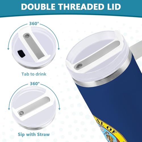 ODAWA 40oz Idaho State Flag Insulated Tumbler with Handle and Straw Lid, Steel Insulated Tumbler Insulated Travel Tumbler