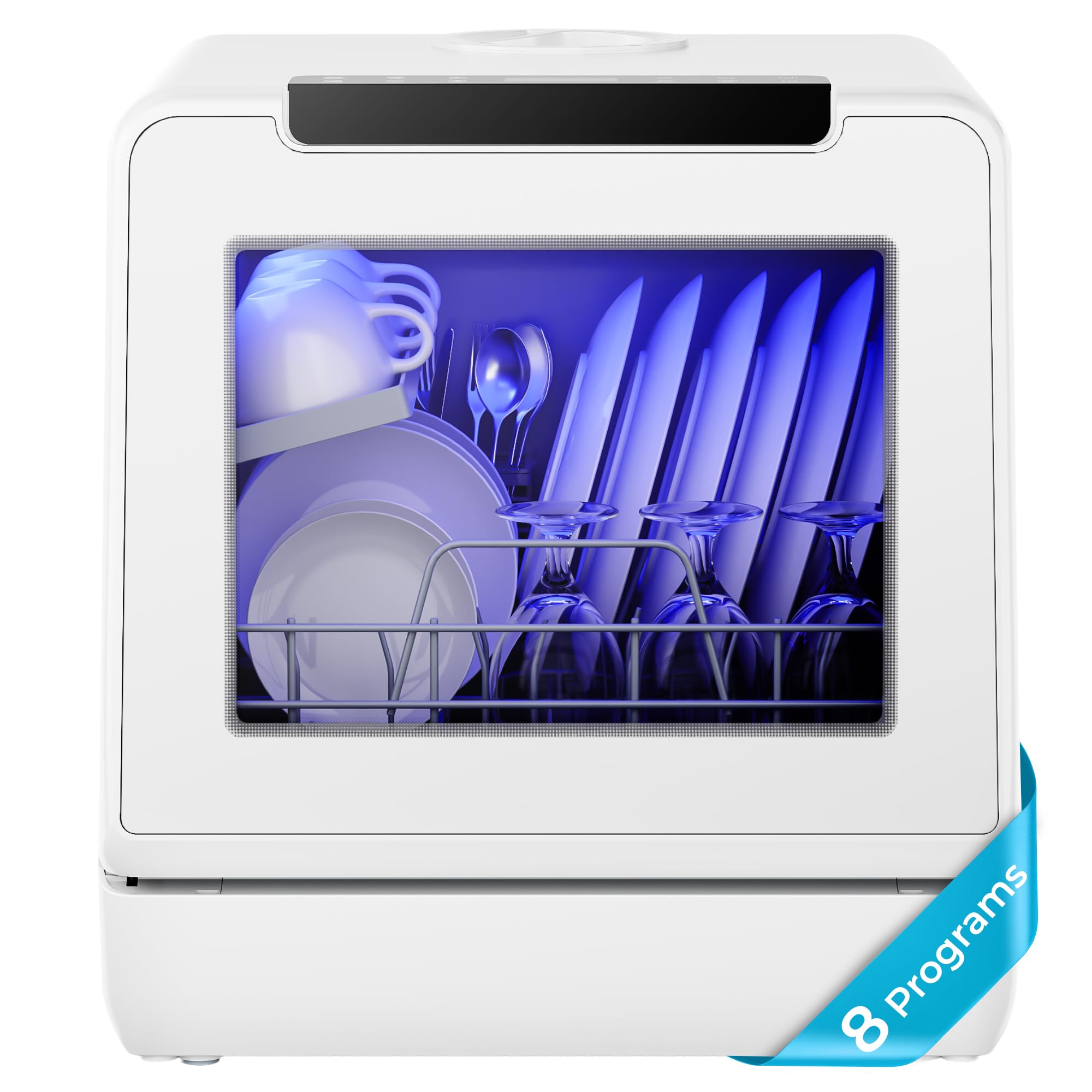 EUHOMY Portable Dishwasher Countertop, 8 Programs Dishwasher with 5L Built-in Water Tank and Drain Hose, Countertop Dishwasher No Hookup with 8 Modes with Self Clean & Baby Care, Dish Washer for RVs