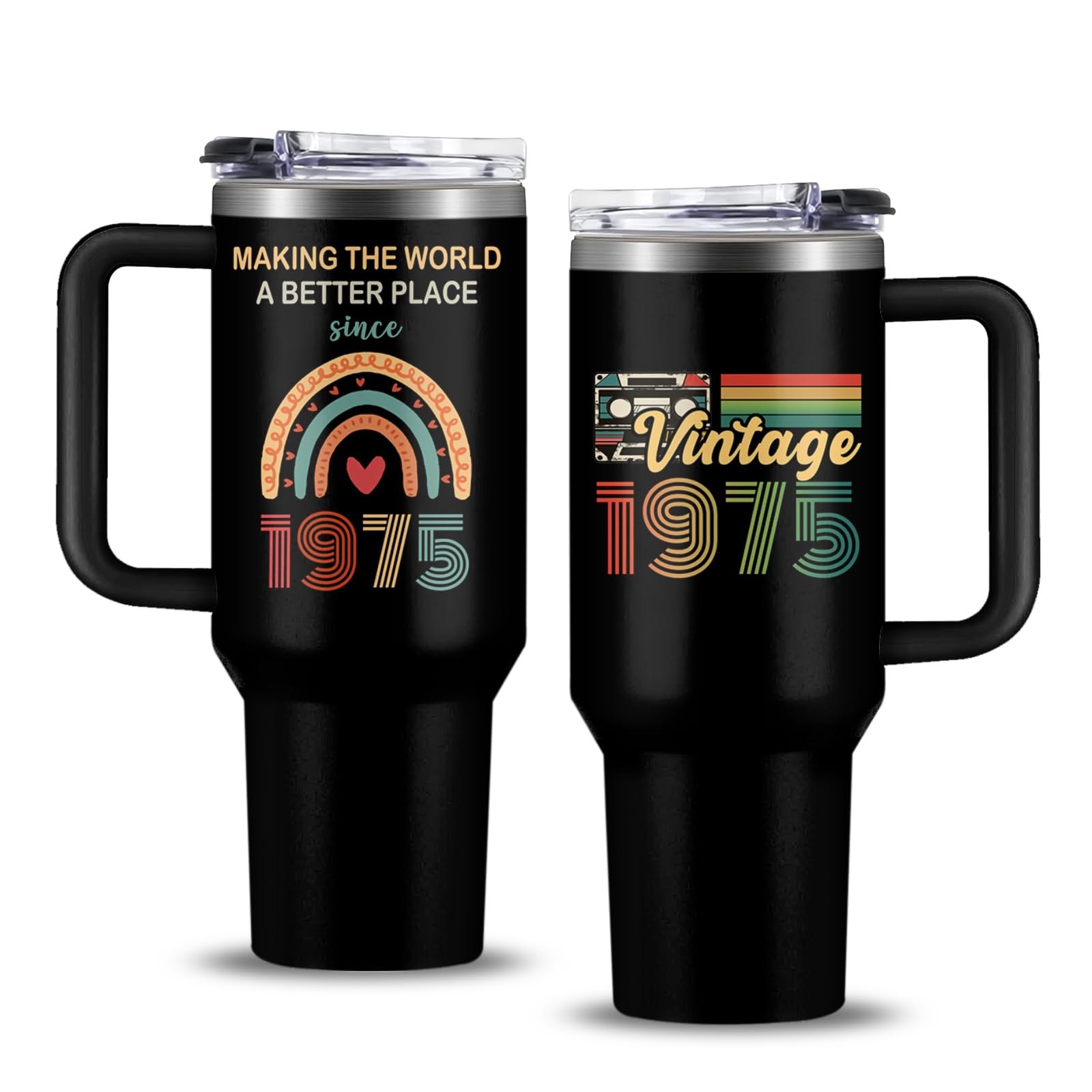 NIAXAUYT 50th Birthday Gifts for Women/Men - Vintage 1975 Birthday Gifts for Women/Men - Birthday Gift for 50 Year Old Woman/Man - Gift For Turning 50-50th Birthday Tumbler 40oz