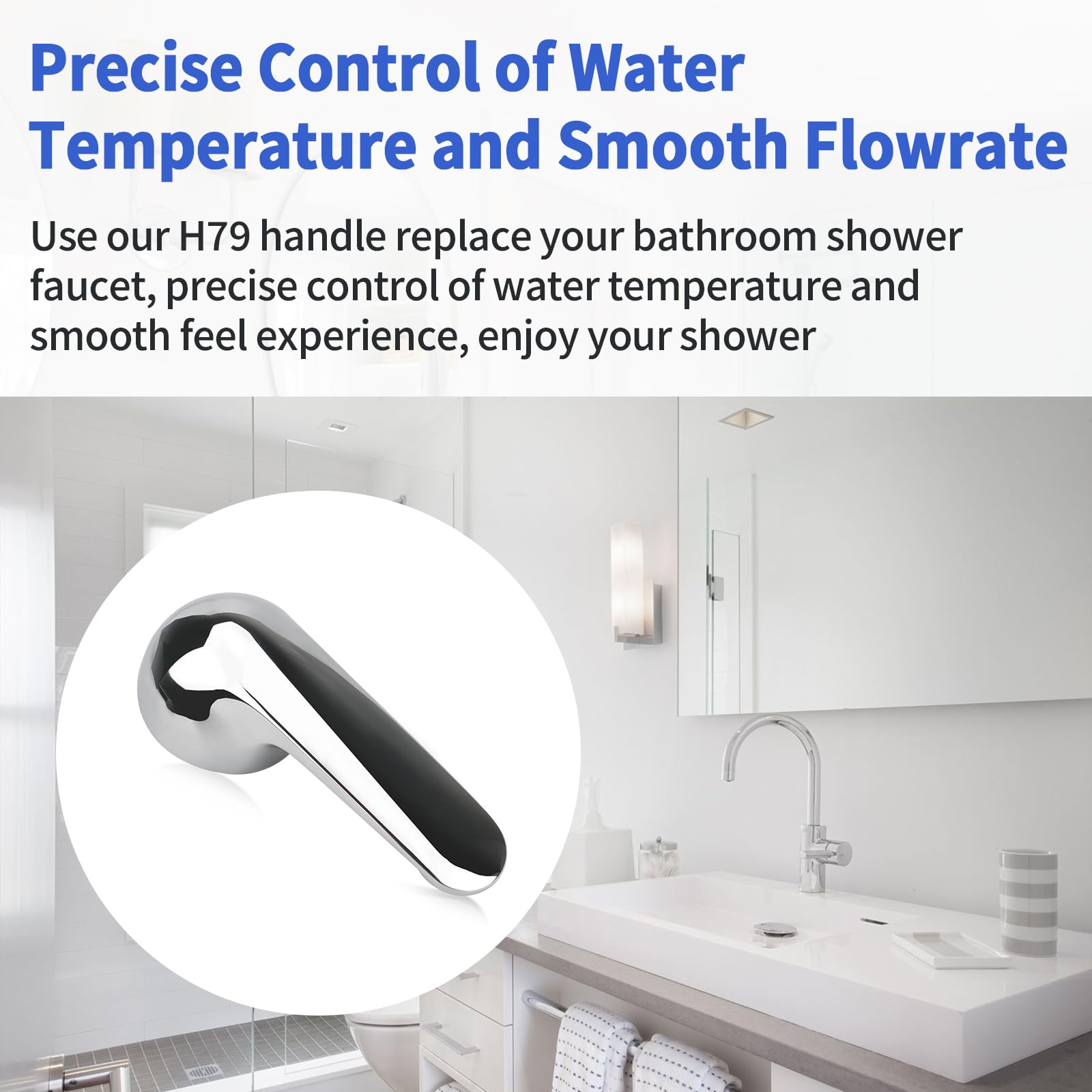 H79 Single Metal Lever Handle - Compatible with Delta 1300/1400 Series H79 Handle Replacement Part, Faucet Handle fit for Delta Tub - Chrome Bathroom Accessories