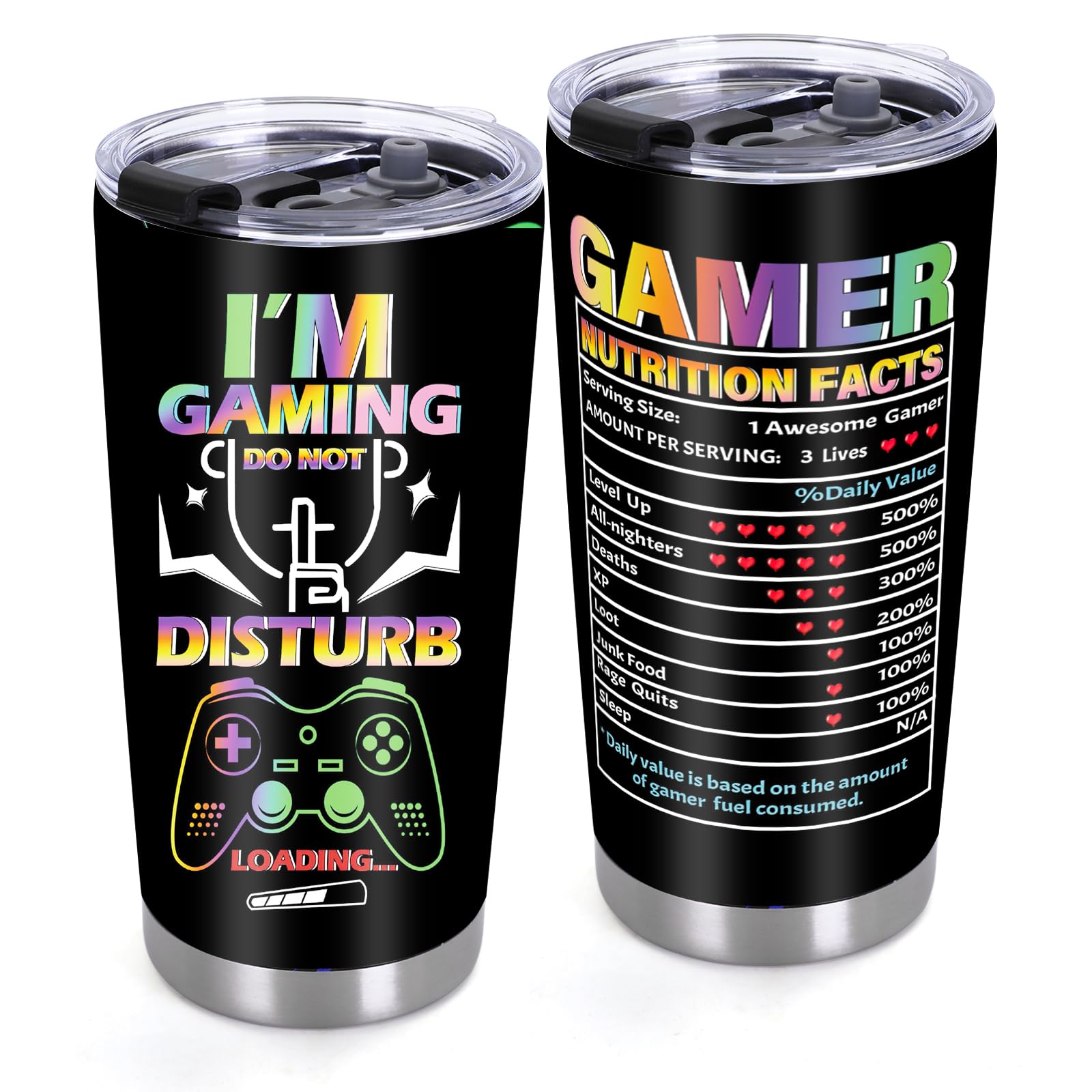LATTPLYN Gaming Mug Tumbler for Boys, Gamer Mugs 20 oz Insulated Tumbler with Handle and Lid, Stainless Steel Travel Cup for Men Boys Kids Teens, Gaming Gamepad Gift for Birthday