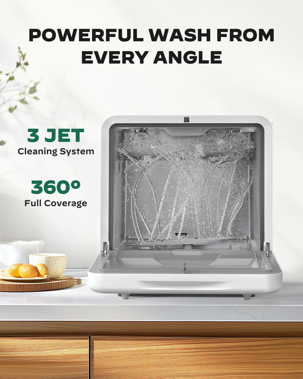 Silonn Portable Countertop Dishwasher, Mini Dishwasher with 5L Water Tank for Apartments/RVs No Hookup Needed, Dish washer with 6 Wash Programs 4 Place Settings 360° Triple Spray System & Auto Air Dry