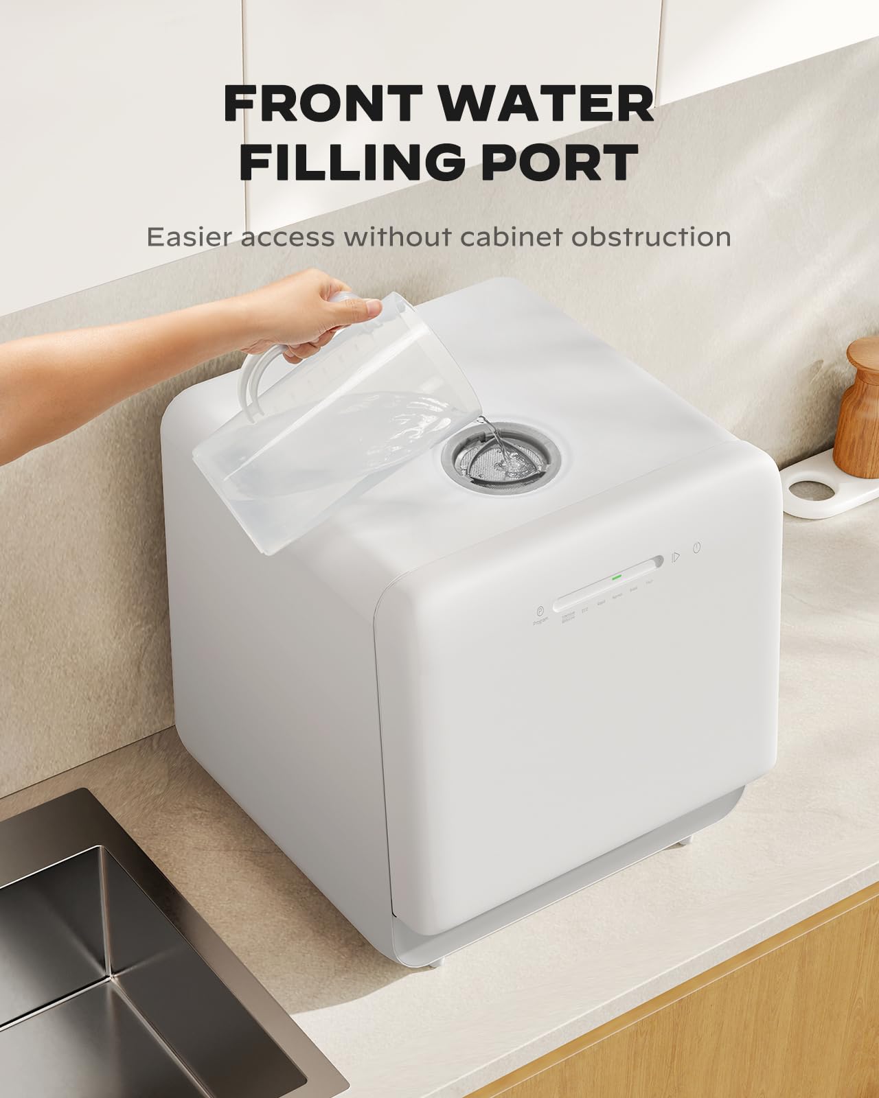 Silonn Portable Countertop Dishwasher, Mini Dishwasher with 5L Water Tank for Apartments/RVs No Hookup Needed, Dish washer with 6 Wash Programs 4 Place Settings 360° Triple Spray System & Auto Air Dry