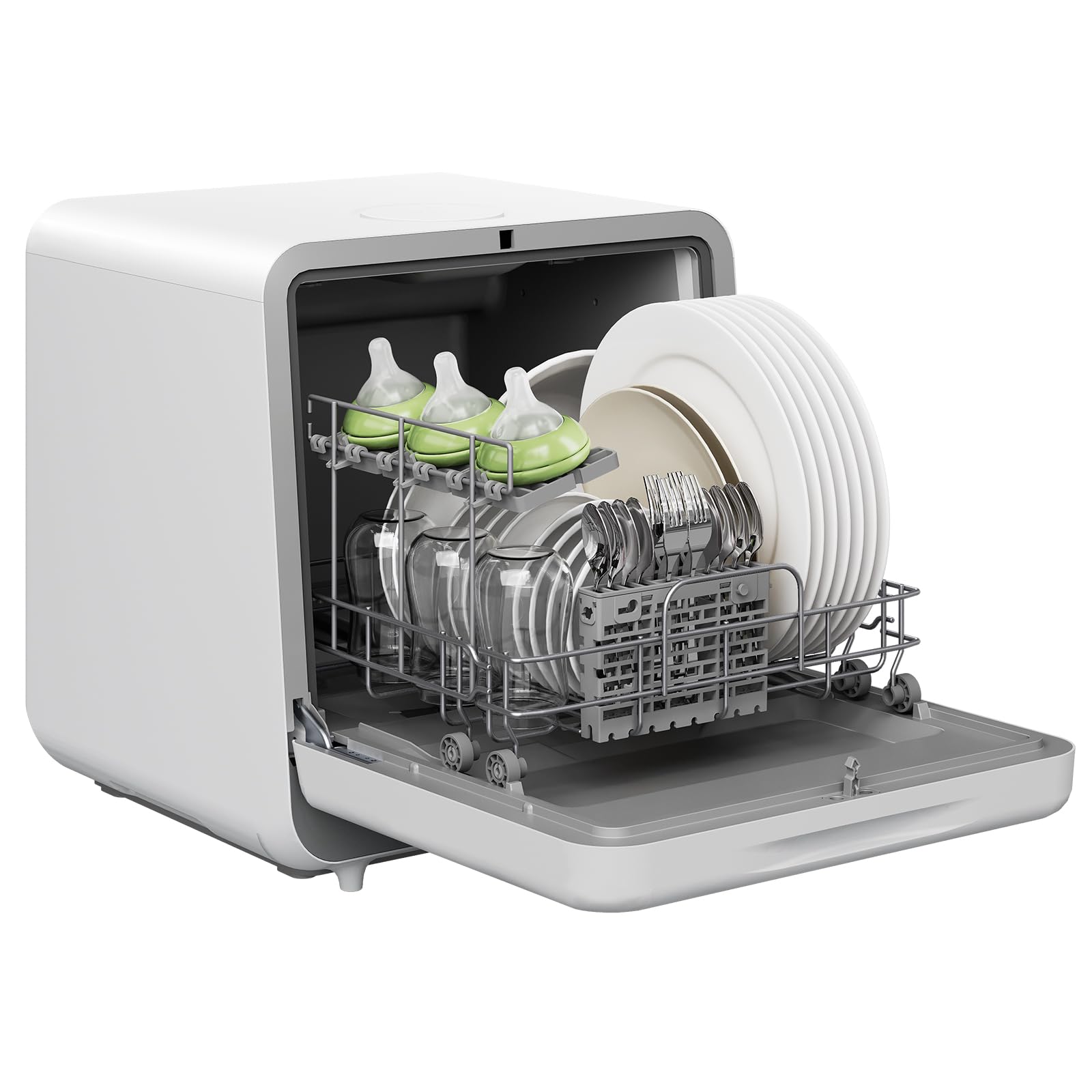 Silonn Portable Countertop Dishwasher, Mini Dishwasher with 5L Water Tank for Apartments/RVs No Hookup Needed, Dish washer with 6 Wash Programs 4 Place Settings 360° Triple Spray System & Auto Air Dry