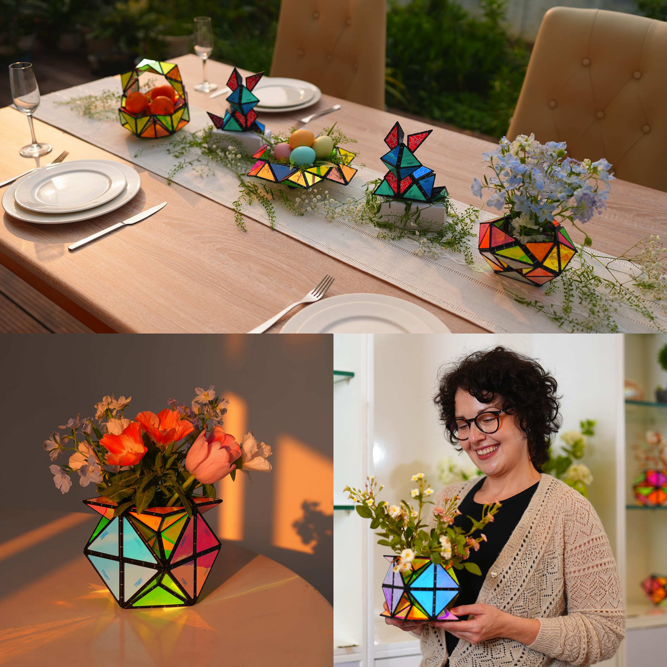 TOSY Magnet Pyramid Stone - 1 Cube Transforms into 1 Billion Shapes, Easter Basket Stuffers Essentials for Kids/Teens, 243 Rare Earth Magnets, Holographic Design, Puzzle/STEAM Toy