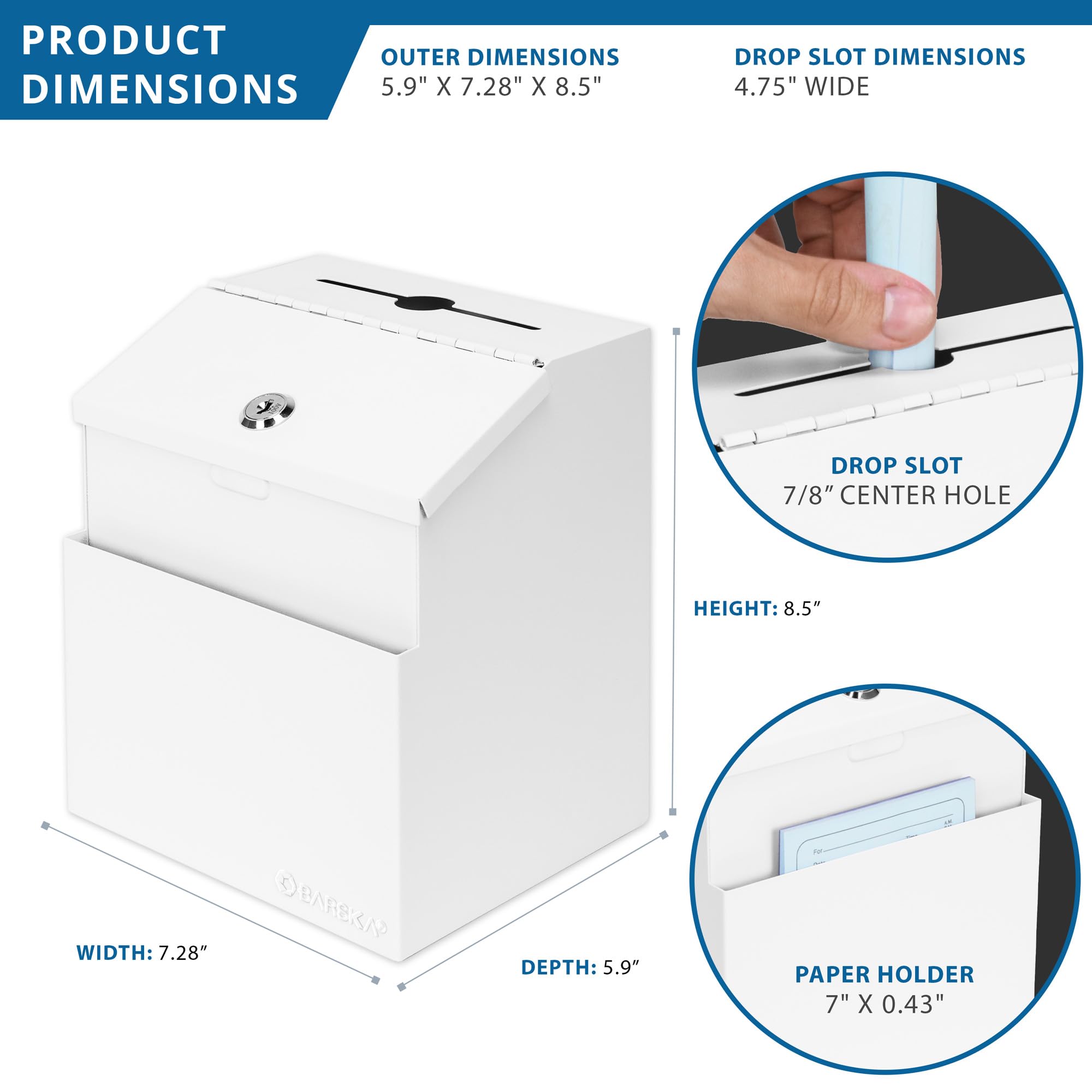 Barska Secure Wall-Mount Suggestion & Ballot Drop Box with Key Lock β For Ballots, Documents & Payments