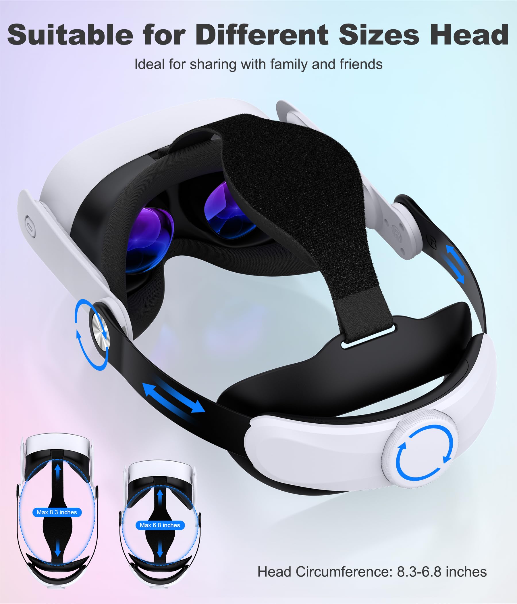 Kawaye for Meta Quest 3S/Quest 3/Quest 2 Head Strap, Adjustable Head Strap for Elite Strap, VR Headset Strap Enhanced Support&Comfort&Reduce Pressure