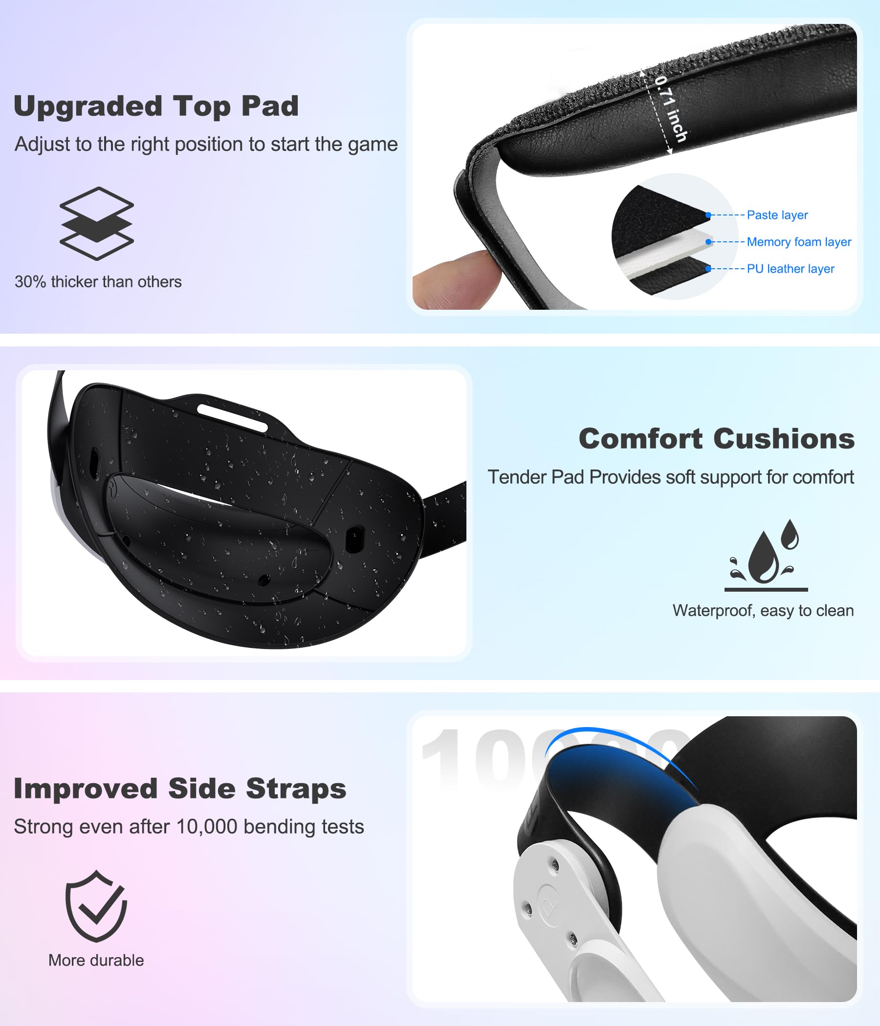 Kawaye for Meta Quest 3S/Quest 3/Quest 2 Head Strap, Adjustable Head Strap for Elite Strap, VR Headset Strap Enhanced Support&Comfort&Reduce Pressure