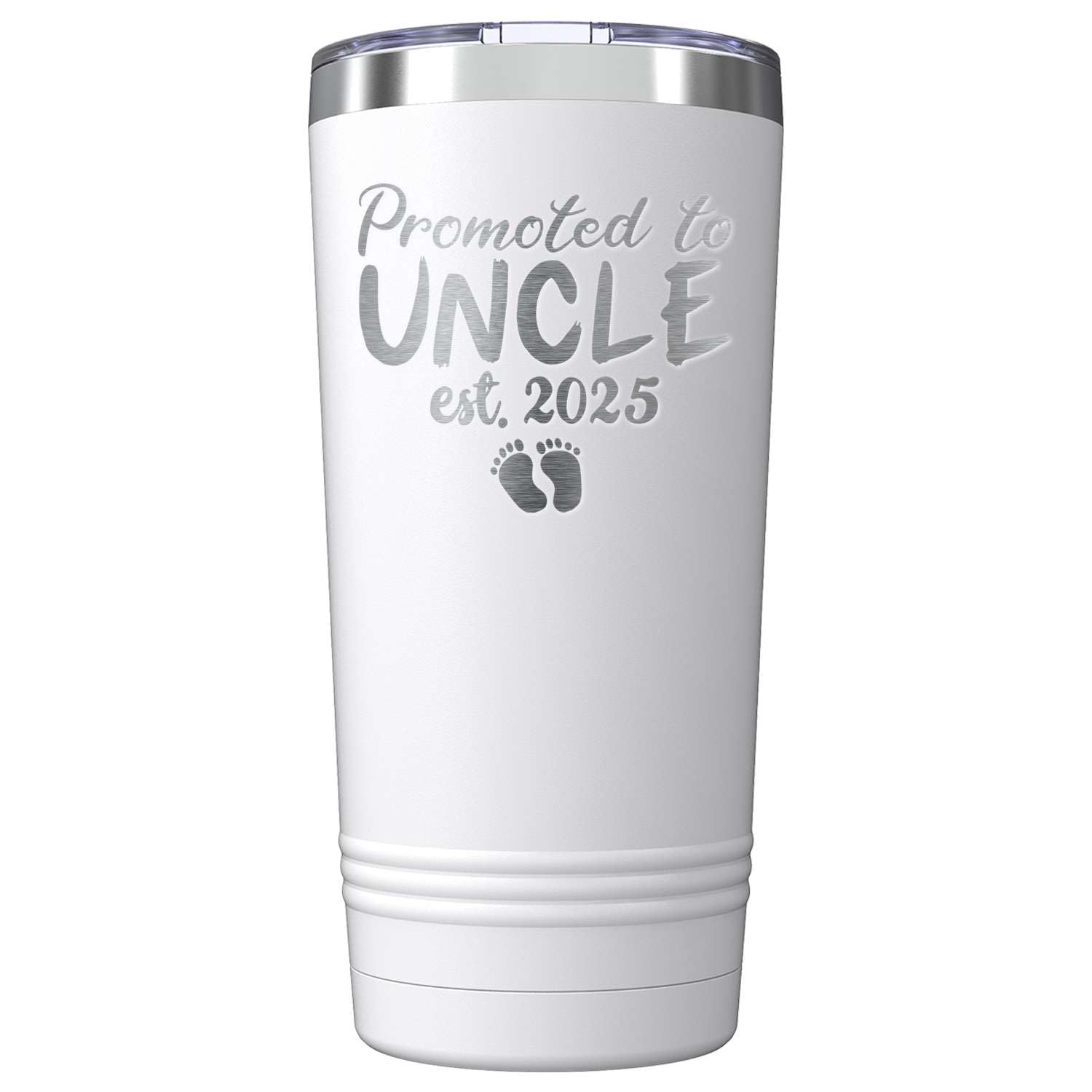 shop4ever Promoted to Uncle Est. 2025 Tumbler Insulated Tumbler 20 oz. with Lid, Stainless Steel Cups Travel Coffee Mug New Uncle Baby Announcement Gift (White)