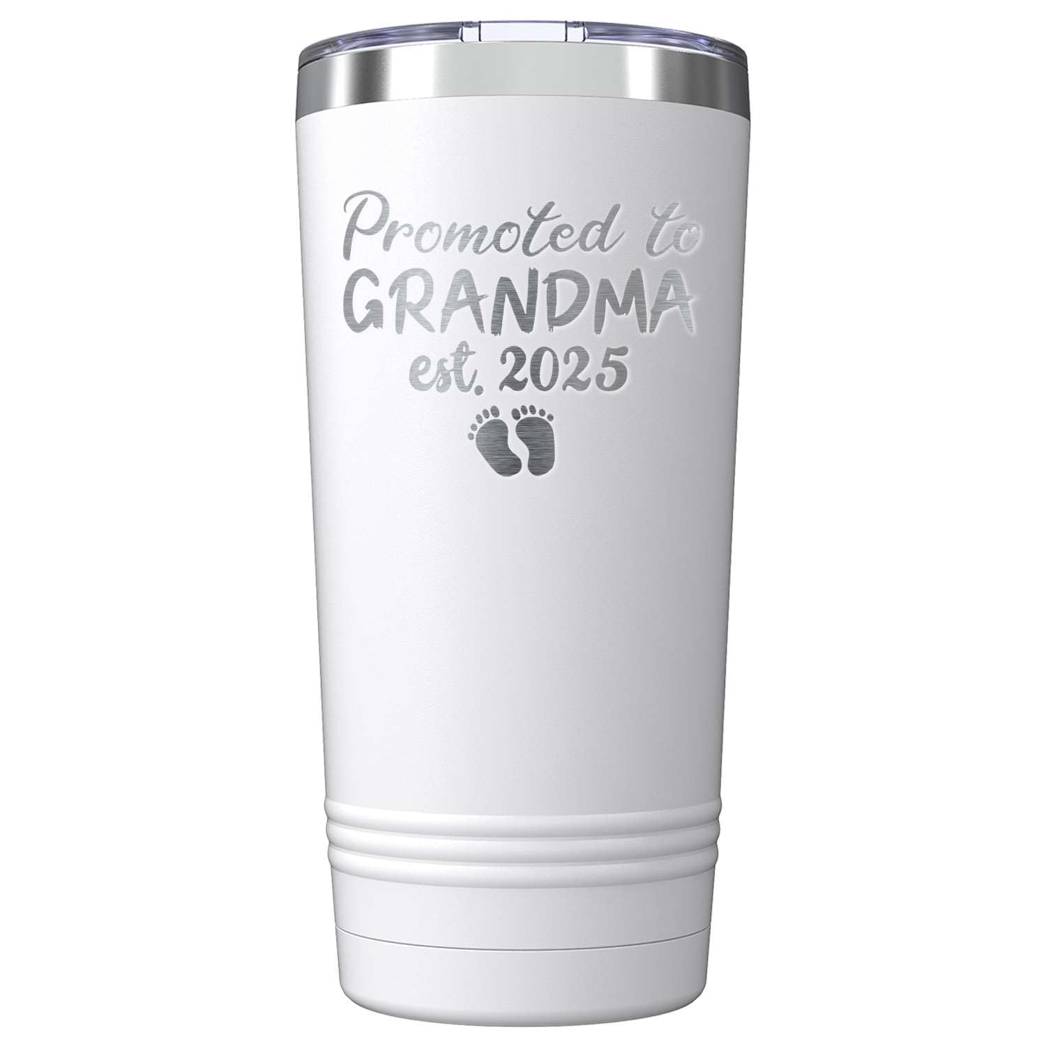 shop4ever Promoted to Grandma Est. 2025 Tumbler Insulated Tumbler 20 oz. with Lid, Stainless Steel Cups Travel Coffee Mug New Grammy Baby Announcement Gift (White)