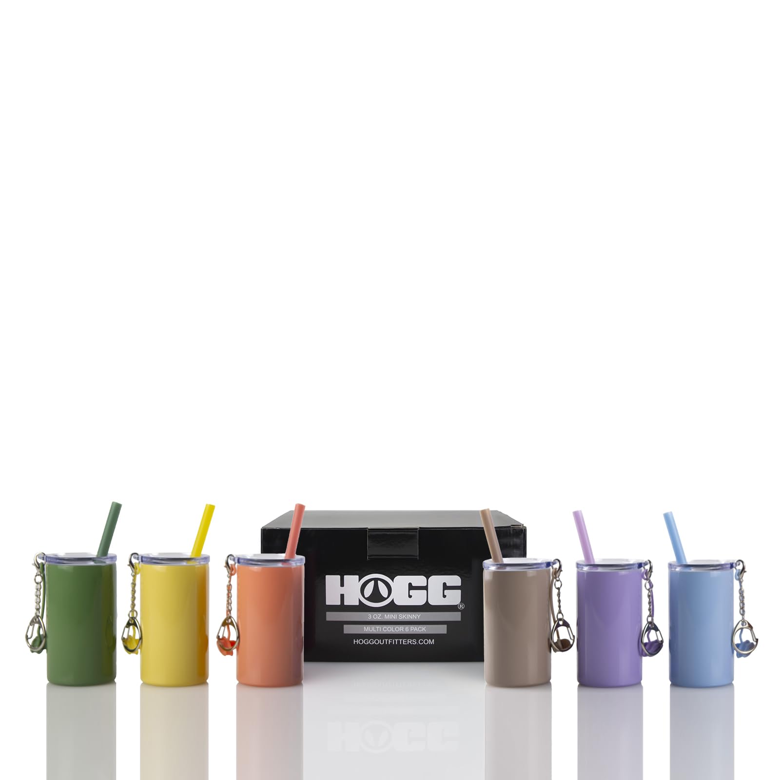Hogg Mini Tumbler 6 Pack - 3oz Mini Skinny Pastel Collection, Sublimation Shot Glasses with Lids, 3 oz Shot Glasses, Mini Tumblers with Lids and Straws, Sublimation Shot Glass Blanks