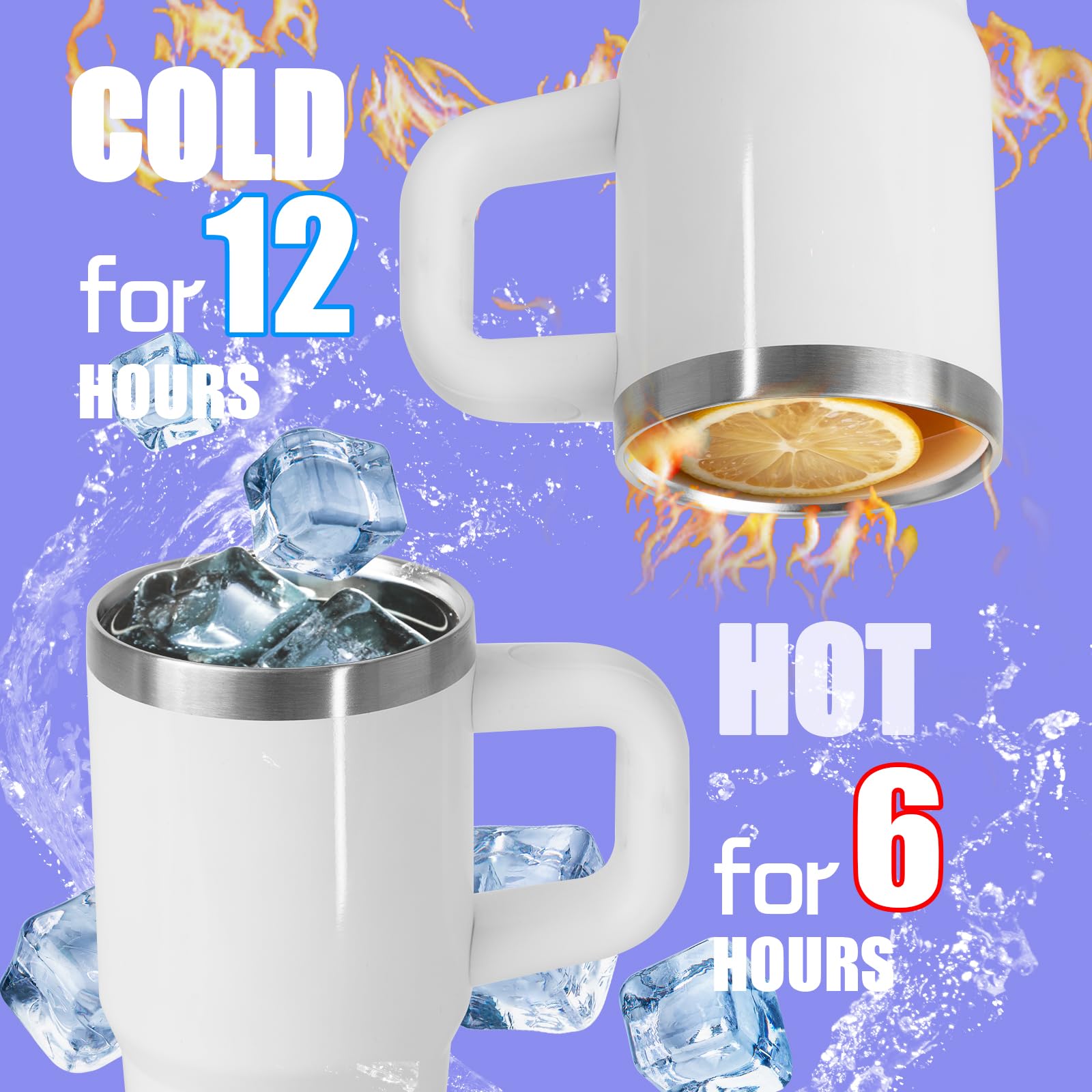 Lilsofee 1 Pack 14 oz Sublimation Blank Tumbler with Handle and Straw Stainless Steel Double Vacuum Insulation Skinny Mug Heat Press Transfer Printing DIY Cups White