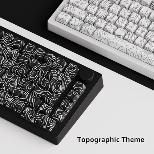 MONSGEEK M1 V5 Aluminum Mechanical Keyboard 75% Topographic Theme Quick Release Gaming Keyboard with Knob, 8000 mAH RGB Hot-swappable Black Custom with Side-Printed Keycaps Pre lubed Piano Switch