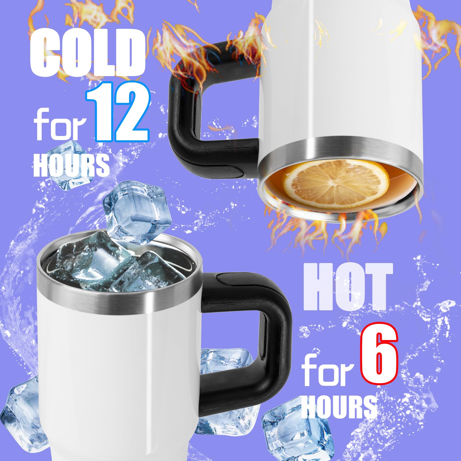 Lilsofee 1 Pack 14 oz Sublimation Blank Tumbler with Handle and Straw Stainless Steel Double Vacuum Insulation Skinny Mug Heat Press Transfer Printing DIY Cups