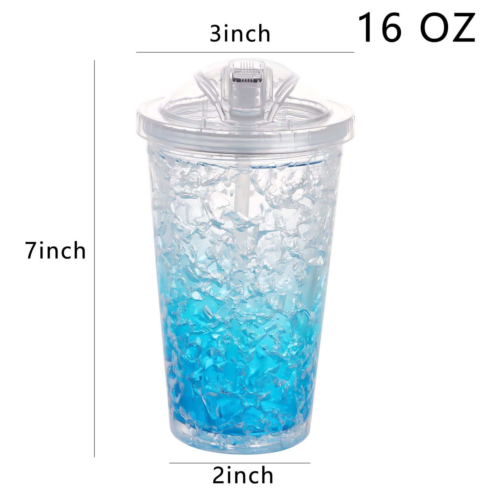 Aeisage Icy Tumbler Acrylic Freezer Mugs Summer Durinking Tumblers Double Wall Icy Juice Cup with Hidden Straw Integrated Plastic Mug (Purple)
