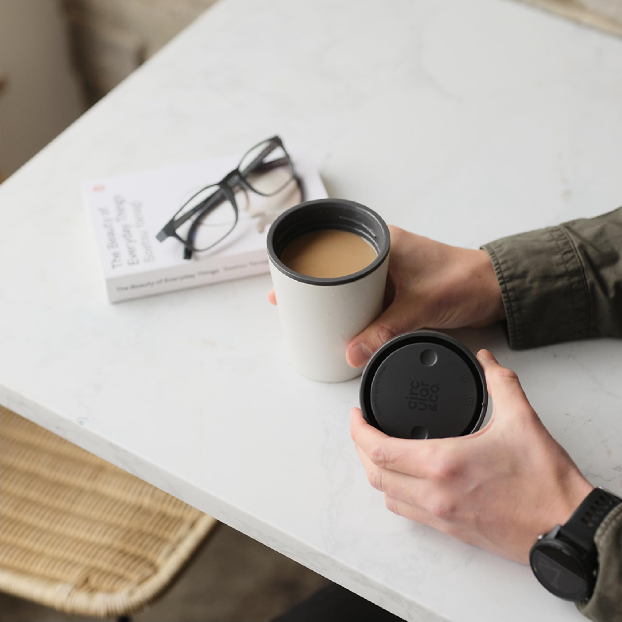 Circular & Co Reusable Coffee Cup - 8oz - 100% Leakproof Travel Mug - Made from Recycled Coffee Cups - Sustainble Coffee Tumbler - 360 Drinking - BPA Free - Dishwasher Safe