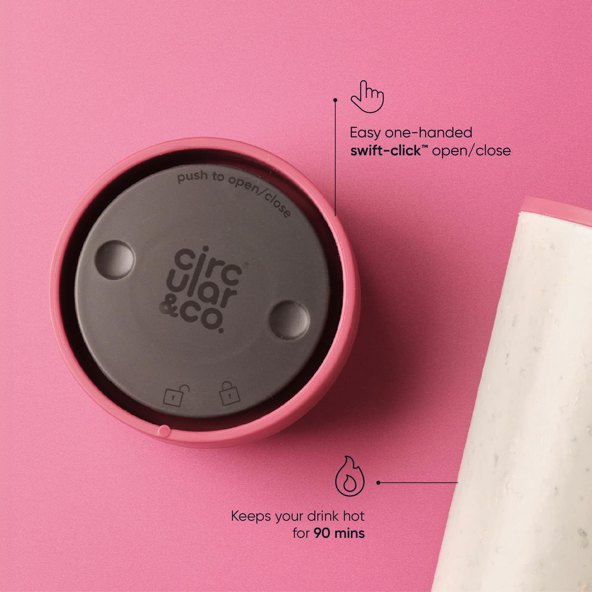 Circular & Co Reusable Coffee Cup - 12oz - 100% Leakproof Travel Mug - Made from Recycled Coffee Cups - Sustainble Coffee Tumbler - 360 Drinking - BPA Free - Dishwasher Safe