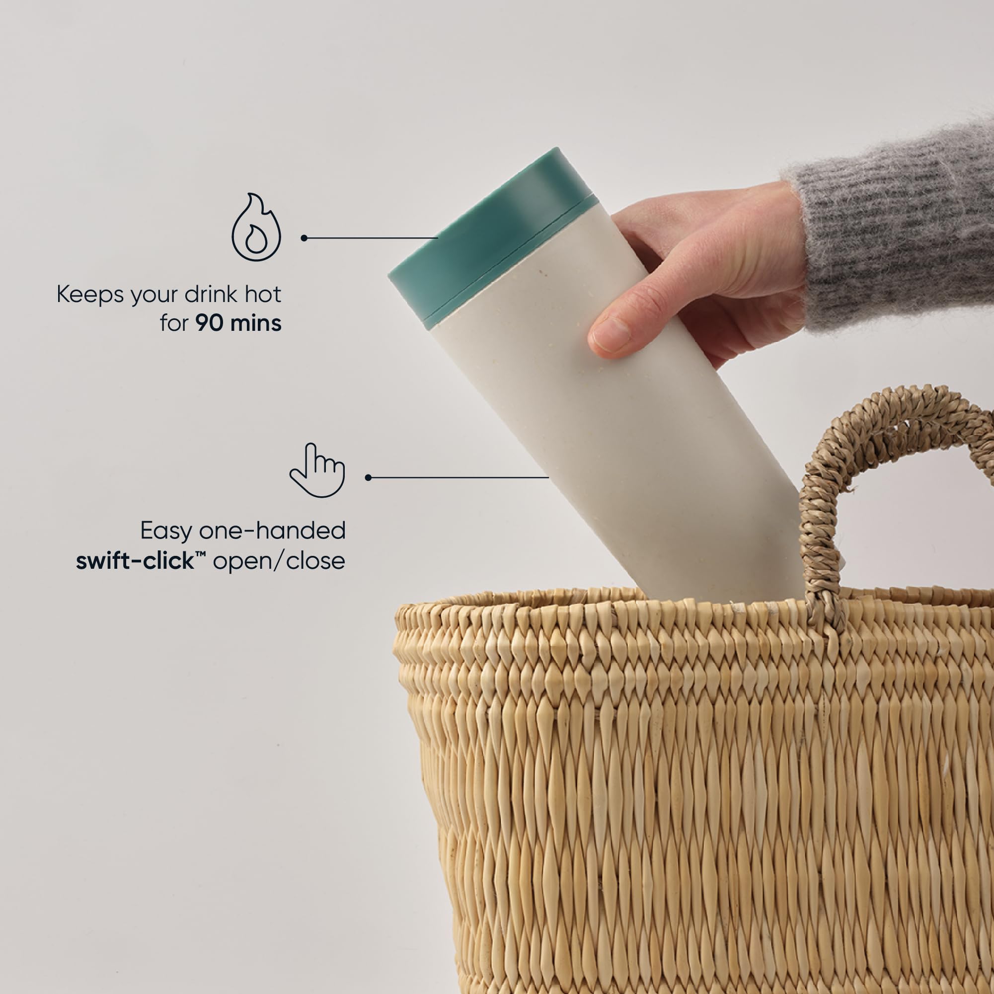 Circular & Co Reusable Coffee Cup - 16oz - 100% Leakproof Large Travel Mug - Made from Recycled Coffee Cups - Sustainble Coffee Tumbler - 360 Drinking - BPA Free - Dishwasher Safe