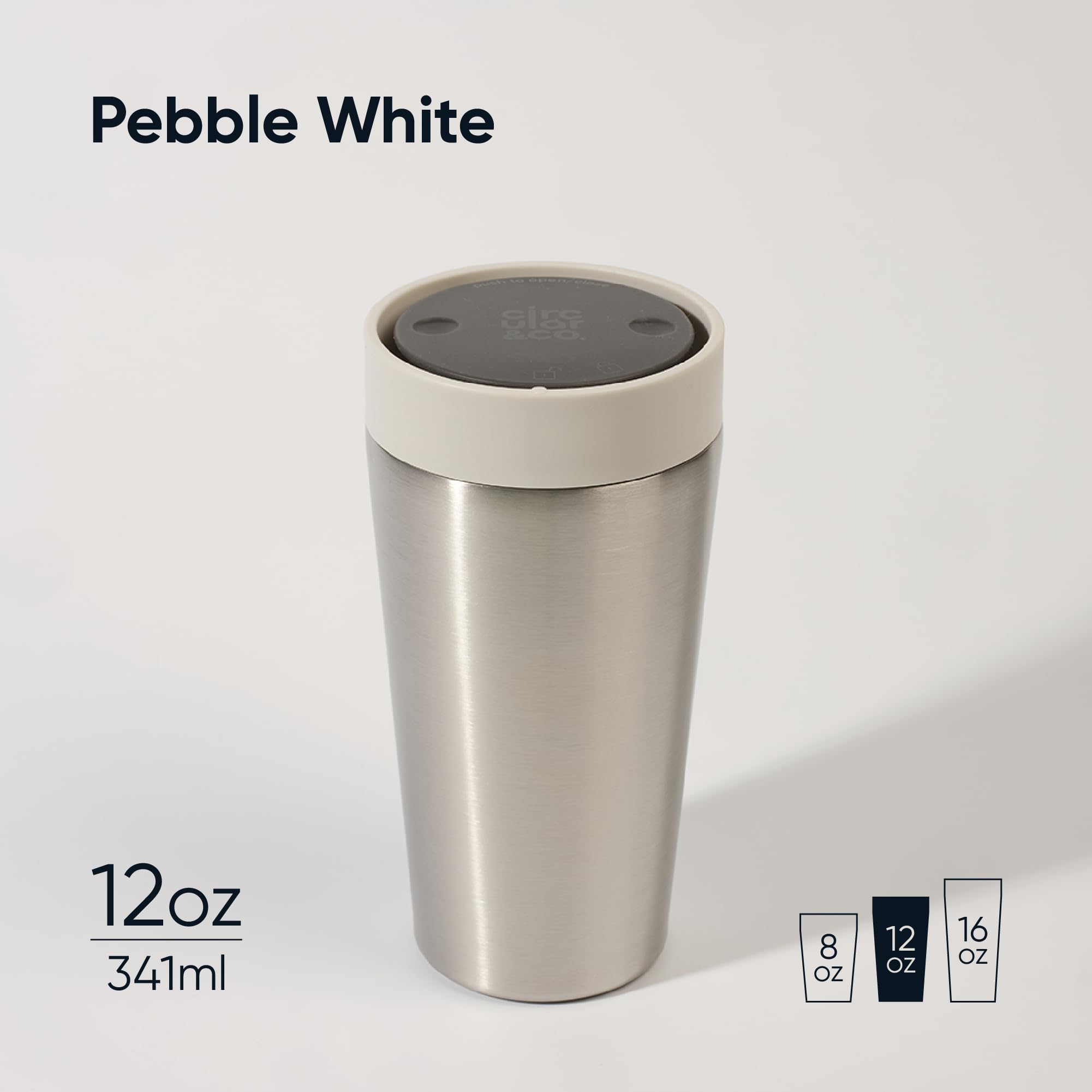 Circular & Co Stainless Steel Coffee Cup - 16oz - Insulated Reusable Travel Mug - Made from Recycled Stainless Steel - 100% Leakproof Coffee Mug - Fully Lockable 360 Drinking - Insulated for 6 Hours