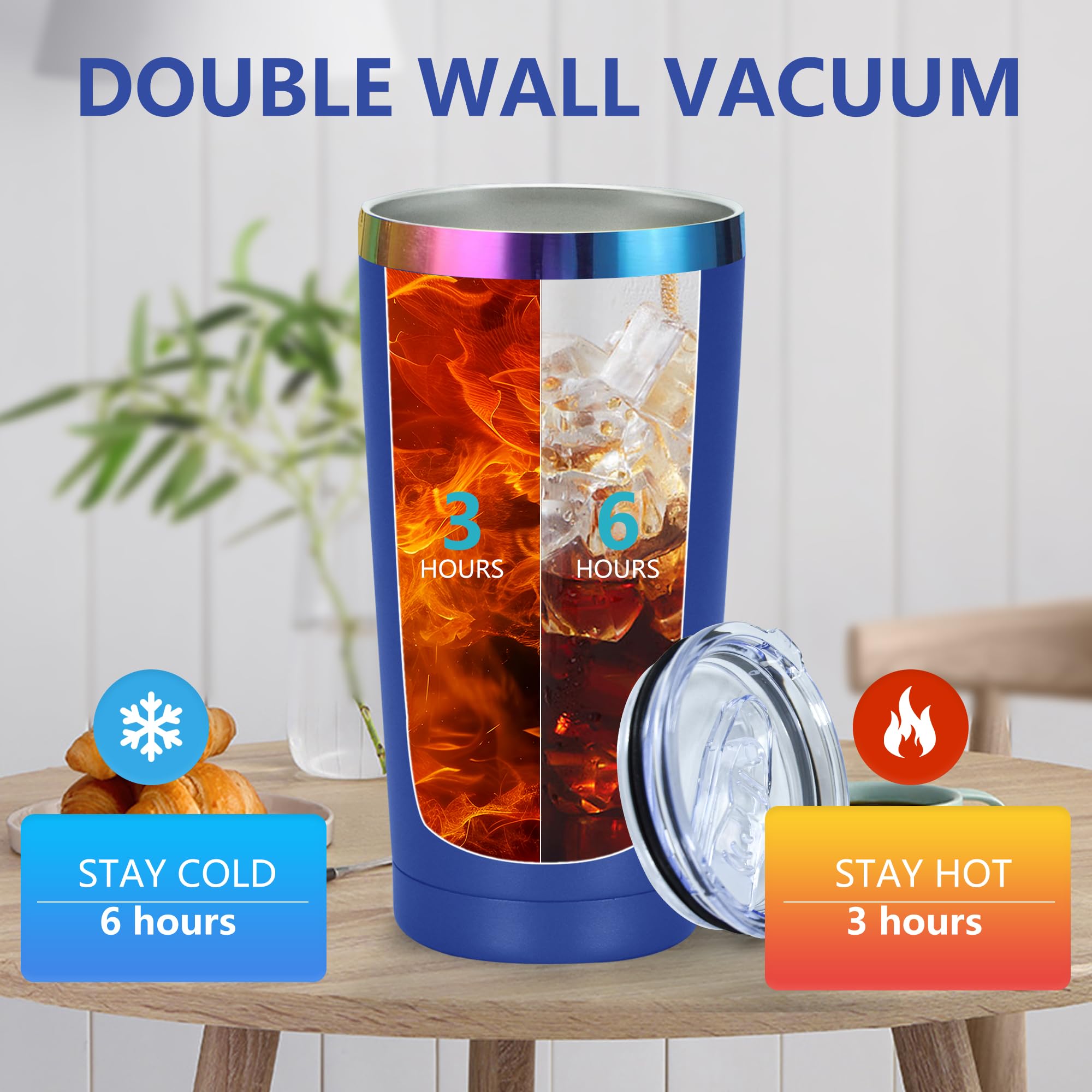 Icesip 8pack 20oz Tumbler with Lid And Straw,Stainless Steel Vacuum Insulated Mug,Double Wall Durable Powder Coated Coffee Cup for Cold & Hot Drinks,Insulation Travel Tumblers Cups