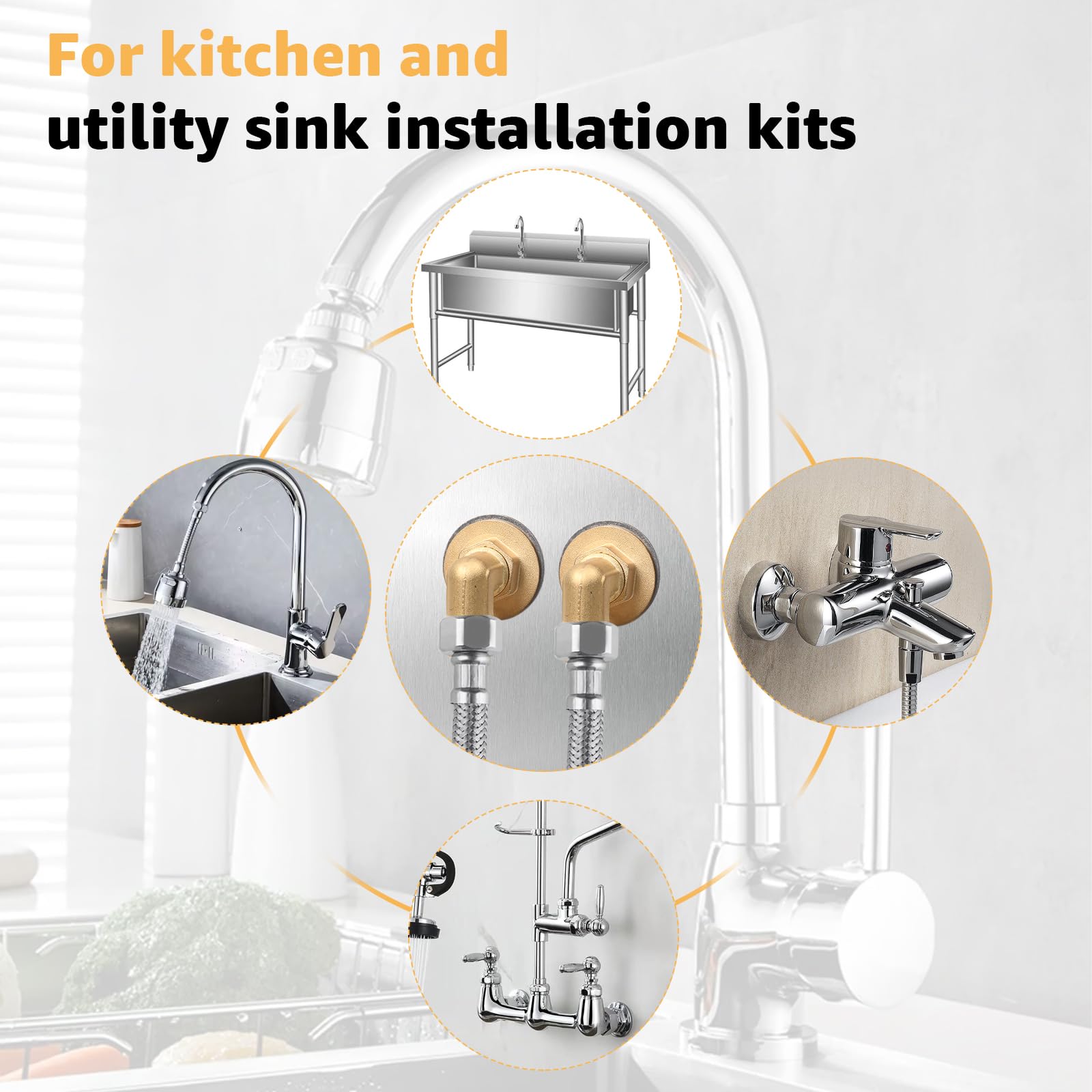 Aomitop 1/2 IPS and G1/2 Faucet Installation kit for Wall Mount Commercial Faucet,backsplash Mount Set