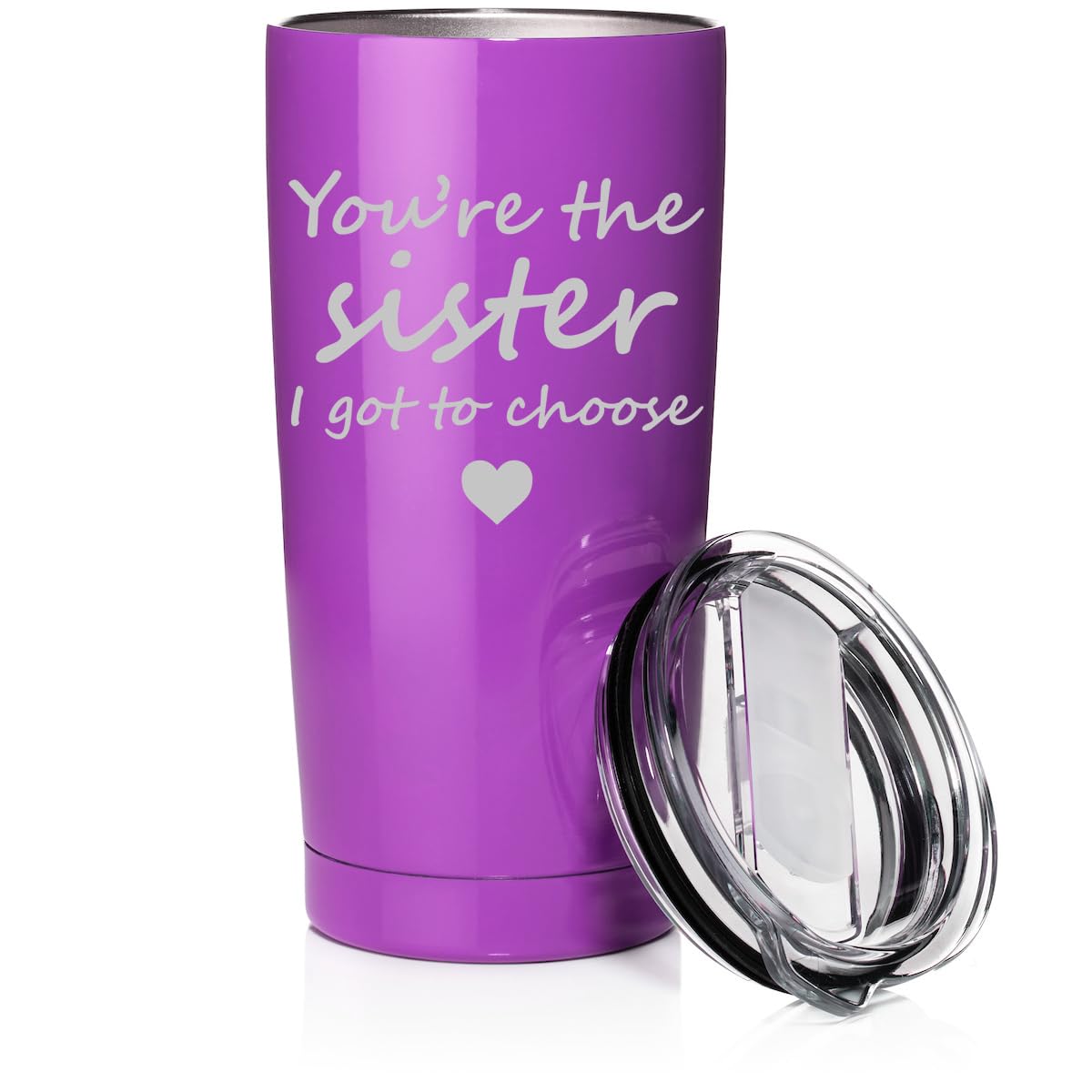 Smooth Body Tumbler Stainless Steel Vacuum Insulated Travel Mug Cup Gift You're The Sister I Got To Choose Best Friend (Purple, 20 oz)