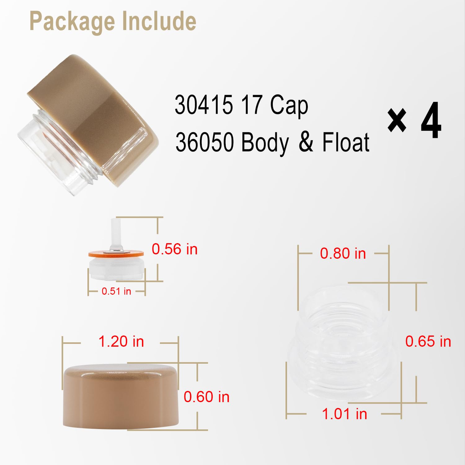 RK-17VB Vacuum Breaker Float Kit, Anti-Siphon Wall Faucet Repair Kit, Anti Siphon Valve Repair Kit, Compatible with Woodford Model 17 (4 Packs)
