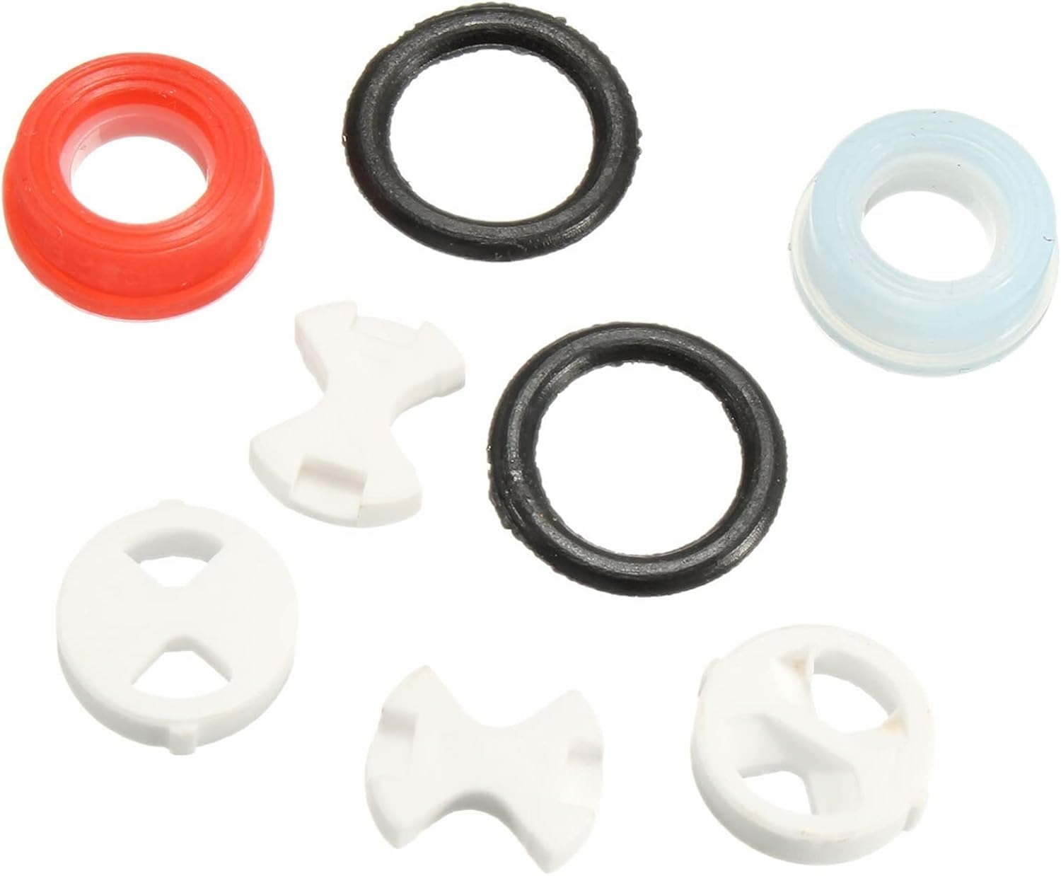 8 Pcs Pleochroic Faucet Washers Assortment Kit,Ceramic Disc Cartridges,Silicon Washer Insert Turn Replacement Accessories Valve Tap for Repairing Faucet Leak Worn Out Washer Replacements,Faucet Parts