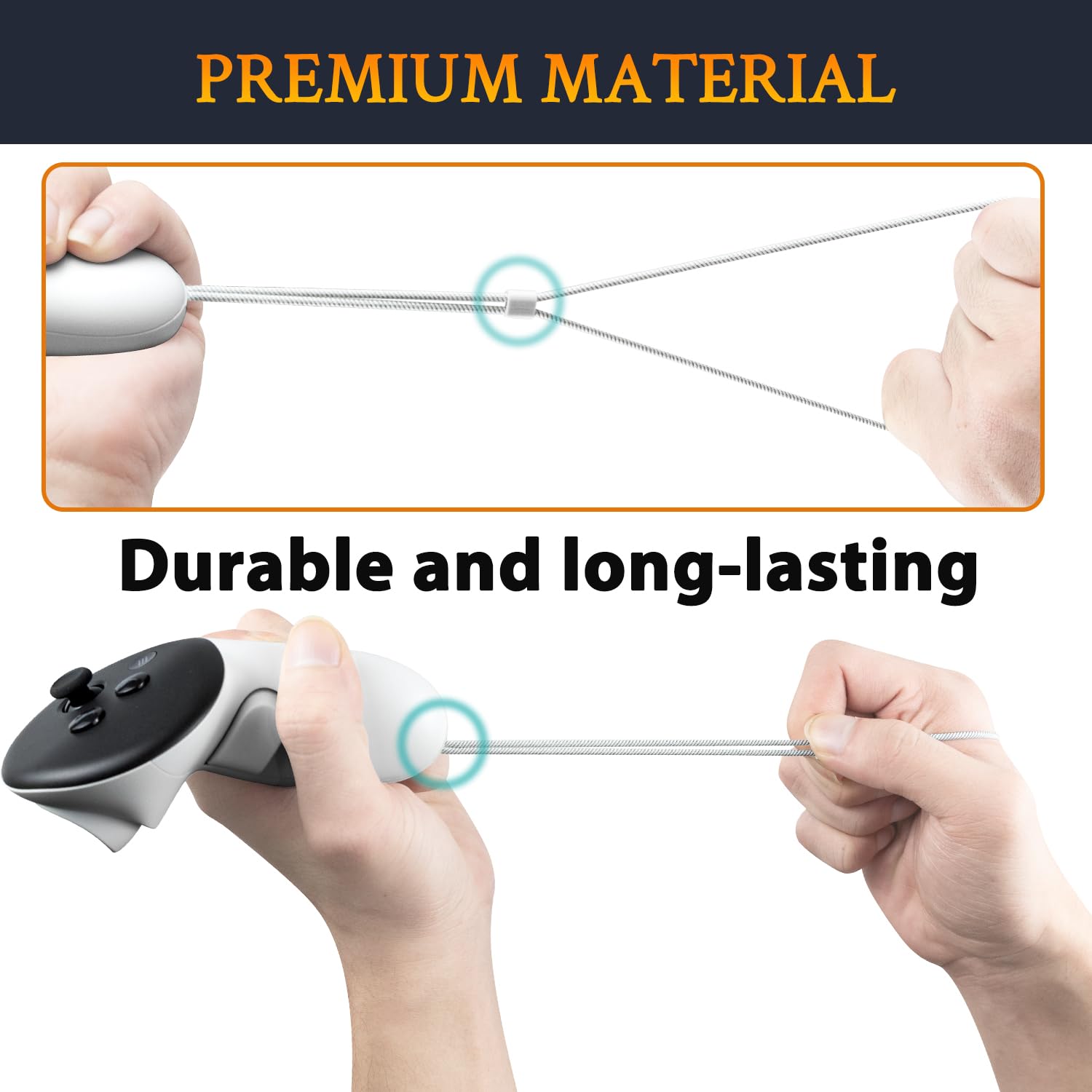 SOULWIT Professional Replacement Wrist Straps (2 Pcs) for Oculus Quest3, Durable & Adjustable Controller Hand Straps for Meta Quest 3S, Easy DIY Installation - White