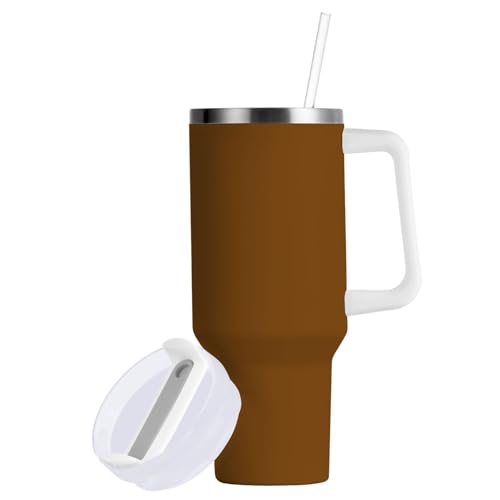 MCHIVER Brown Tumbler with Lid and Straw 40 oz Insulated Water Bottle Leakproof Water Tumblers for Tea Water Coffee