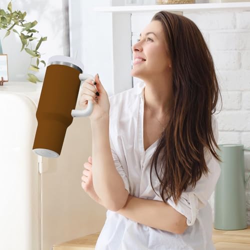 MCHIVER Brown Tumbler with Lid and Straw 40 oz Insulated Water Bottle Leakproof Water Tumblers for Tea Water Coffee