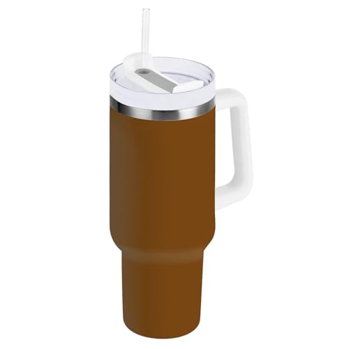 MCHIVER Brown Tumbler with Lid and Straw 40 oz Insulated Water Bottle Leakproof Water Tumblers for Tea Water Coffee