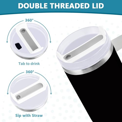 MCHIVER Black Tumbler with Lid and Straw 40 oz Insulated Water Bottle Leakproof Tumblers for Water Tea Coffee