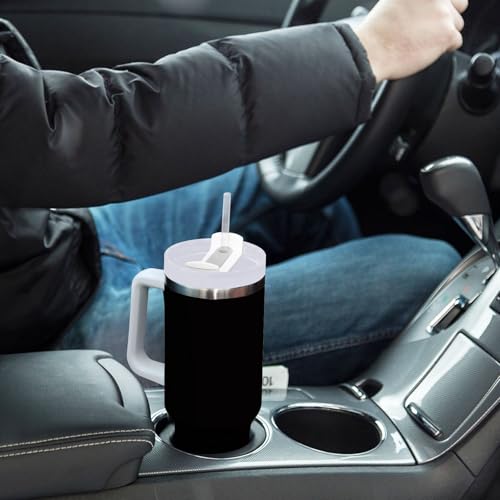 MCHIVER Black Tumbler with Lid and Straw 40 oz Insulated Water Bottle Leakproof Tumblers for Water Tea Coffee