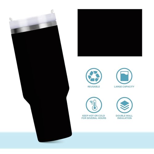 MCHIVER Black Tumbler with Lid and Straw 40 oz Insulated Water Bottle Leakproof Tumblers for Water Tea Coffee