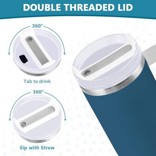 MCHIVER Caribbean Blue Tumbler with Lid and Straw 40 oz Insulated Water Bottle Leakproof Travel Mug Cup for Iced Water Coffee Smoothie