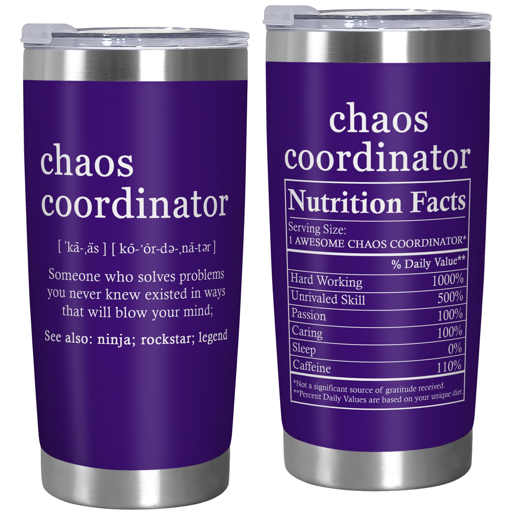 AXIARA Gifts for Women - Chaos Coordinator 20 oz Stainless Steel Insulated Coffee Tumbler With Lid - Teachers Day Birthday Appreciation Thank You Gifts for Coworkers Boss Lady Employee Teachers