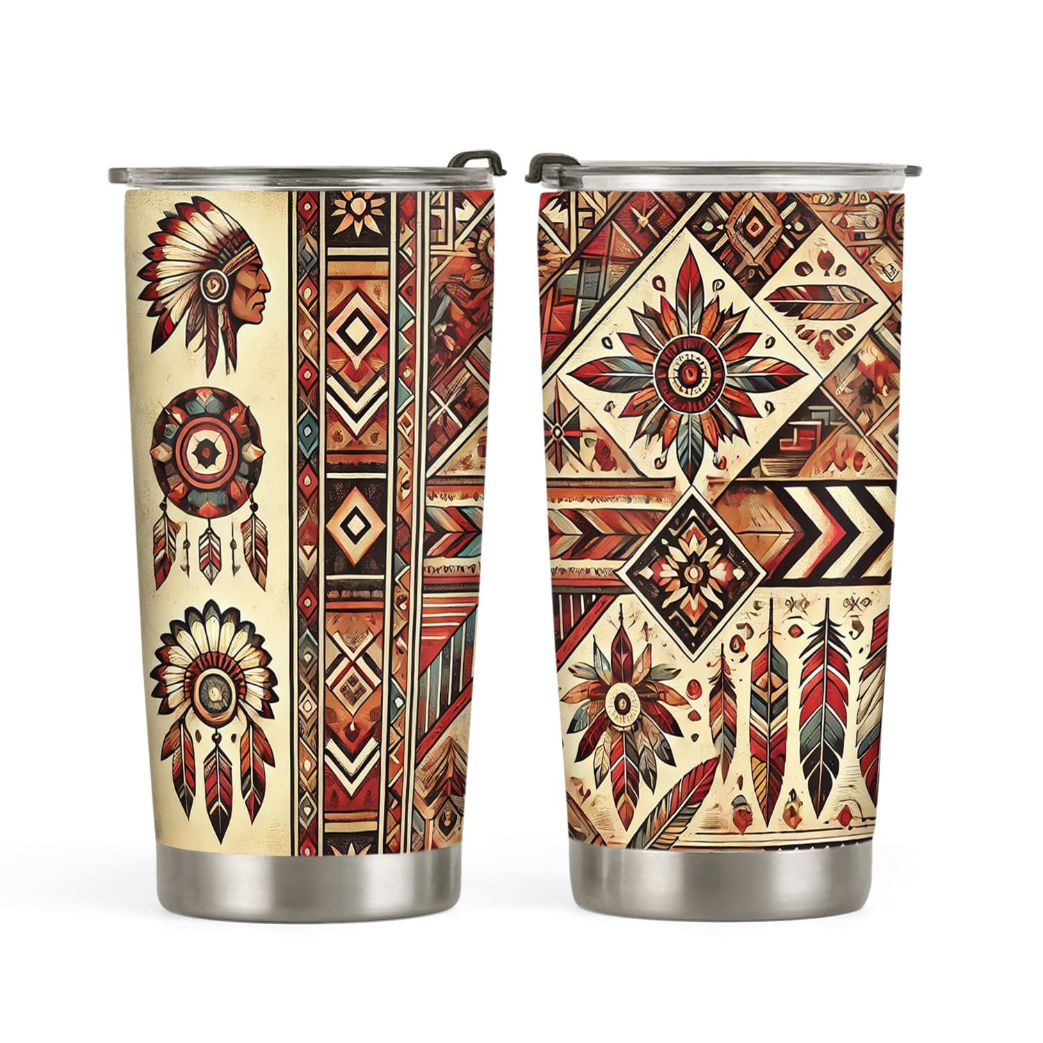20oz Dreamcatcher Native American Tumbler, Native American Indian Gifts, Coffee Thermos for Women, Men, Stainless Steel Double Wall Vacuum Insulated Coffee Mug, Travel Cup with Lid
