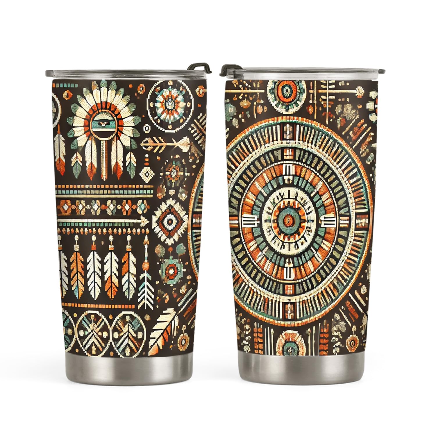 20oz Dreamcatcher Native American Tumbler, Native American Indian Gifts, Coffee Thermos for Women, Men, Stainless Steel Double Wall Vacuum Insulated Coffee Mug, Travel Cup with Lid