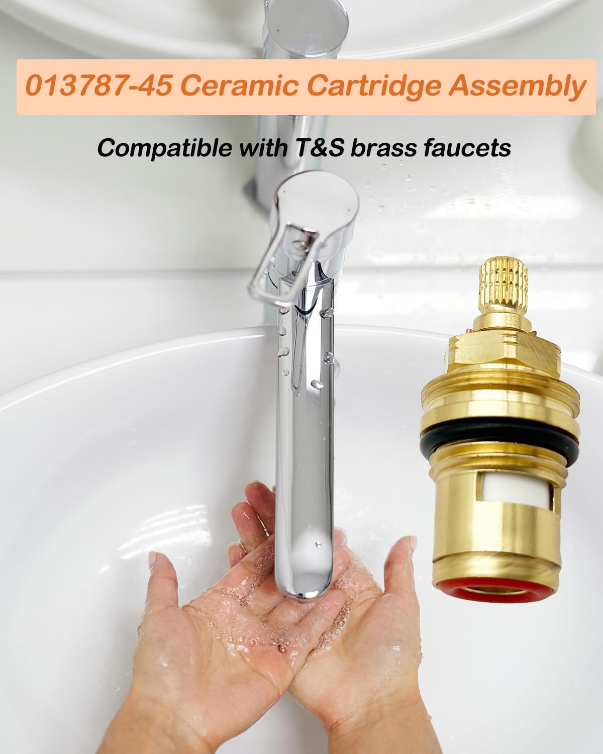 013787-45 Ceramic Cartridge Assembly Fits for T&S Brass Faucets, Pressure 20PSI-125PSI Temperature 40F-140F, Ceramic Cartridge Faucet Filter Replacement - HOT